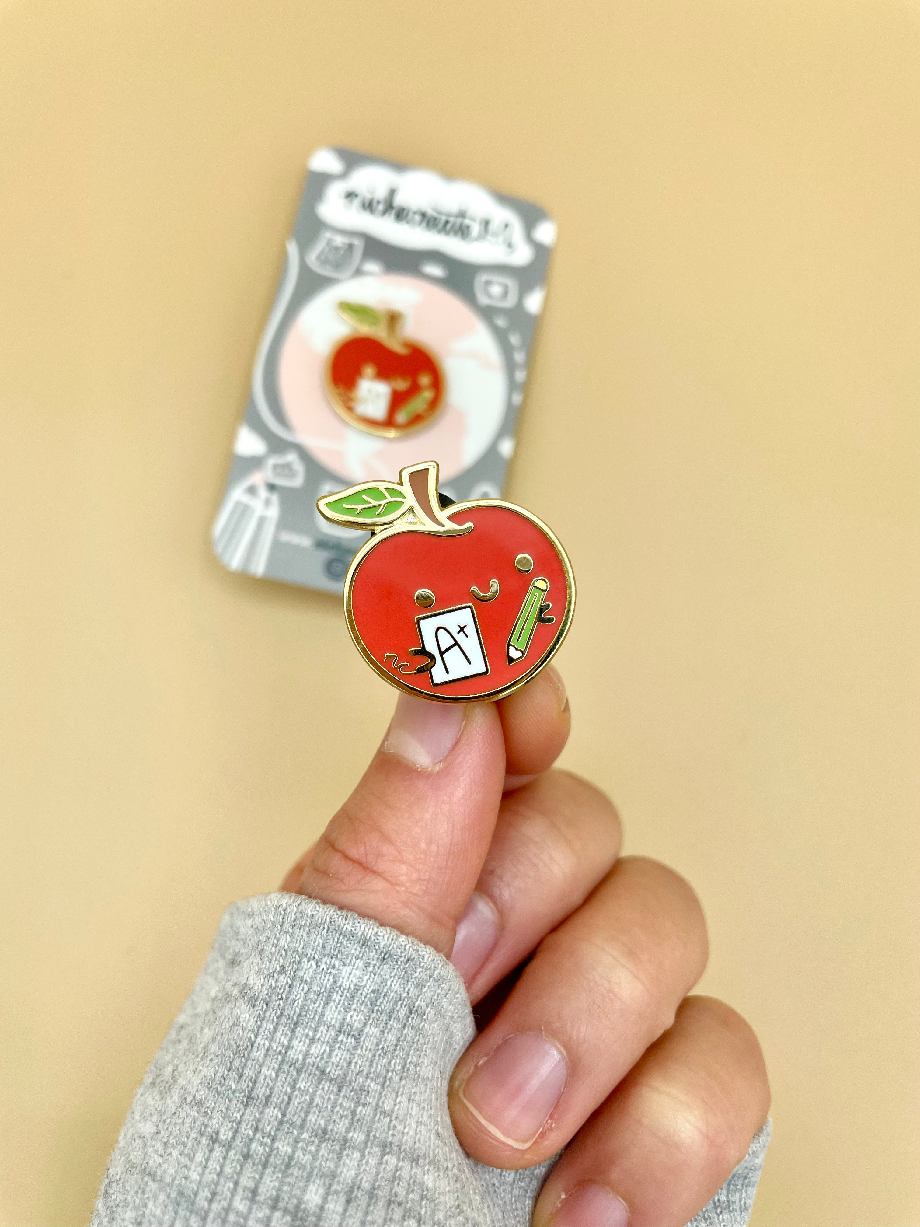 Apple A+ Gold Hard Enamel Pin | Education, Teachers, Students, School ...